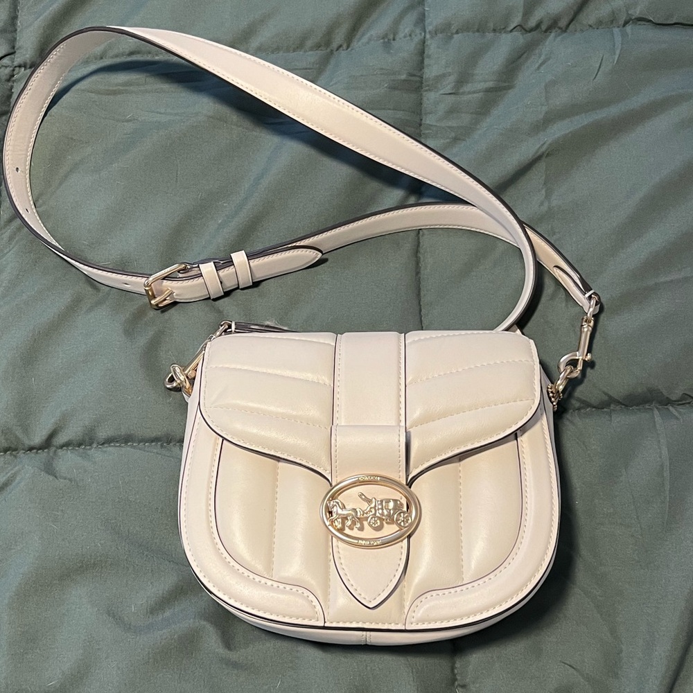 Coach Puffy Quilted Georgie Saddle Bag White - Gem
